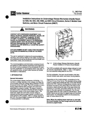 Eaton N-frame undervoltage release Owner's Manual | Manualzz