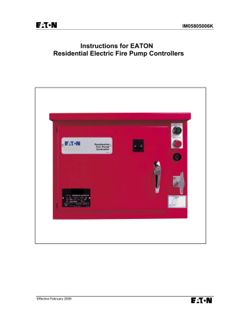 Eaton Residential Fire Pump Controllers Instructions | Manualzz