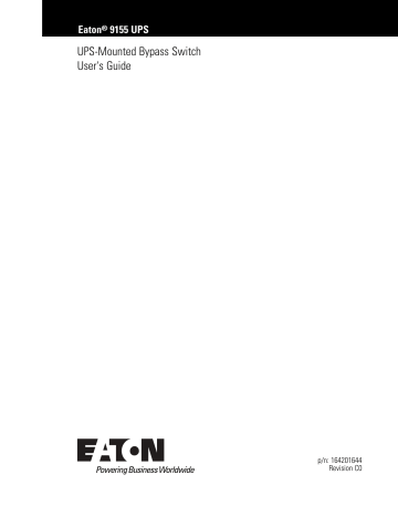 Eaton 9155 UPS-Mounted Bypass Switch User's guide | Manualzz
