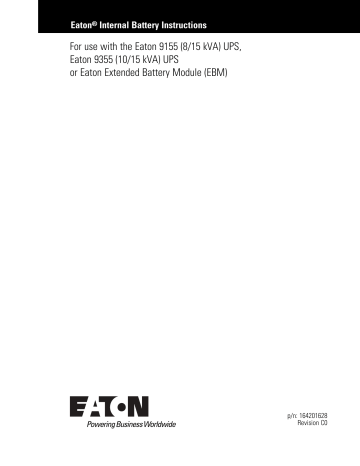 Eaton 9155/9355 8-15 kVA and EBM Internal Battery Instructions for use ...