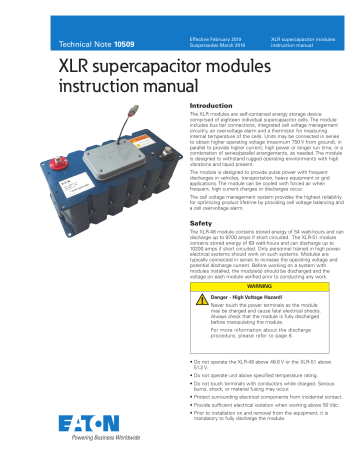 Eaton XLR supercapacitor module Instruction manual | Manualzz