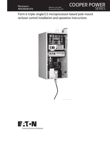 Eaton Form 6-TS/LS triple-single loop scheme pole-mount recloser ...
