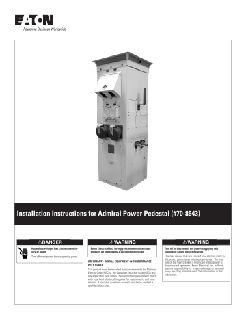 Eaton Admiral Power Pedestal Installation Instructions | Manualzz