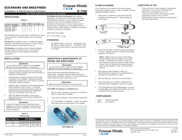 Eaton IF 1705 - ECD Breathers & Drains Type 4X Owner's Manual | Manualzz