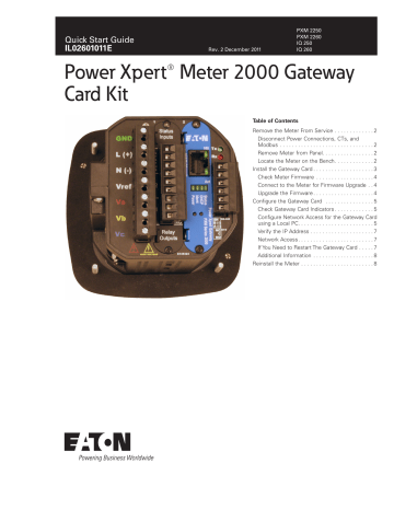 Eaton First generation PXM2000 gateway card Quick Start Guide | Manualzz