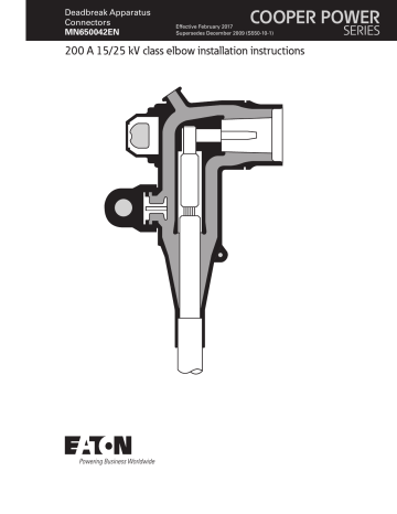 Eaton 200 A 15/25 kV class elbow Installation Instructions | Manualzz