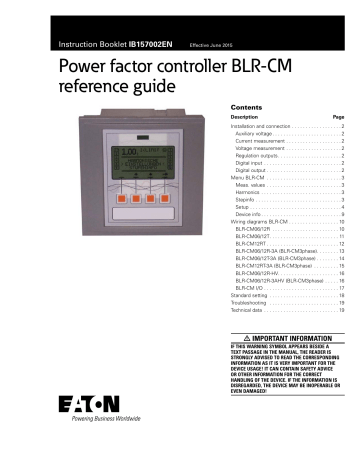 Eaton Power factor controller BLR-CM Reference guide | Manualzz