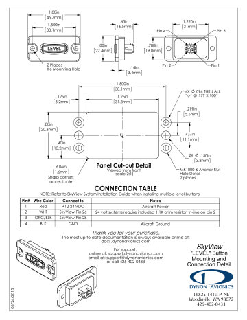Dynon SV-LEVEL-BUTTON Installation Guide | Manualzz