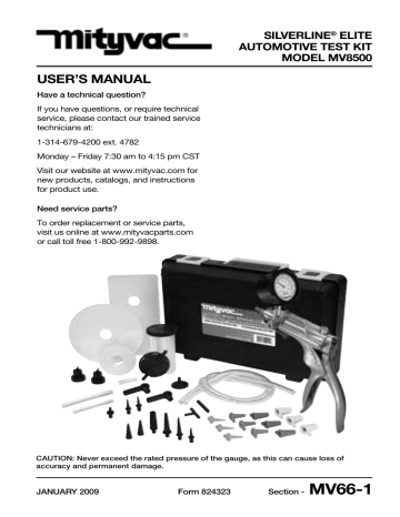 Mityvac MV8500 Silverline elite automotive test kit User Manual | Manualzz