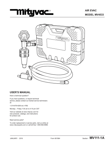 Mityvac MV4533 AIR EVAC User Manual | Manualzz