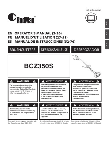 RedMax BCZ350S Operator’s manual | Manualzz