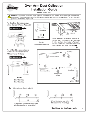 SawStop TSA-ODC Installation Guide | Manualzz