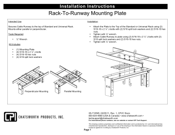 Chatsworth Products 3" Channel Rack-To-Runway Mounting Plate ...