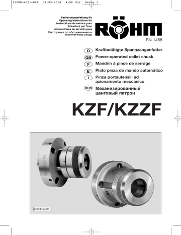 Rohm KZF / KZZF Power-operated collet chucks Bedienungsanleitung | Manualzz