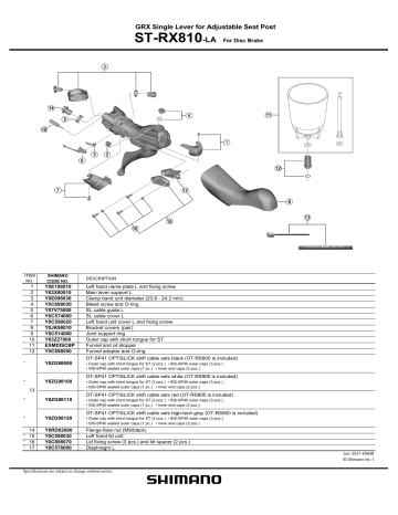 Shimano ST-RX810-LA 變速／煞車手把 (油壓碟煞) Exploded View | Manualzz