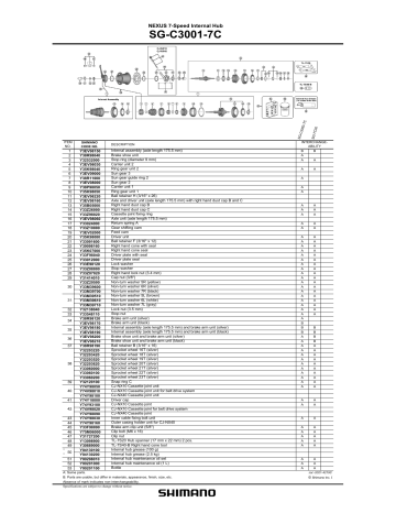 Shimano SG-C3001-7C 內變速花鼓 Exploded View | Manualzz