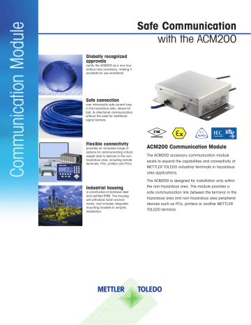 Mettler Toledo ACM200 Datasheet | Manualzz
