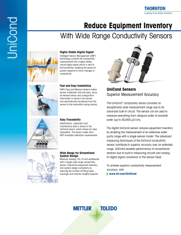 Mettler Toledo UniCond Datasheet | Manualzz