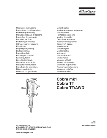 Atlas Copco Cobra mk1, TT-AWD, Cobra TT, Cobra TT/AWD Brugermanual ...