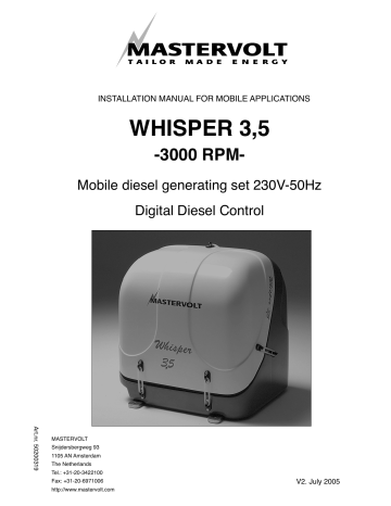 Mastervolt WHISPER 3, WHISPER 5 Installation Manual | Manualzz