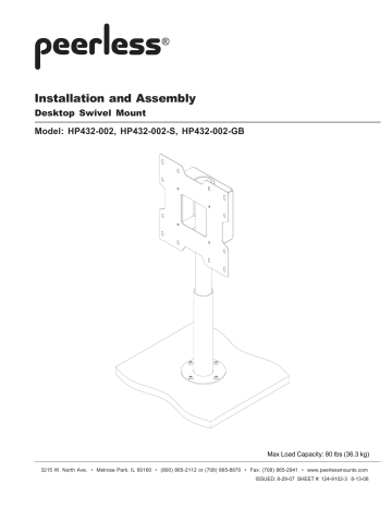 PEERLESS HP432-002 Installation Sheet | Manualzz