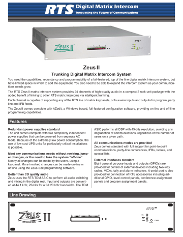 RTS Trunking Digital Matrix Intercom System Zeus II Specifications | Manualzz