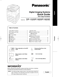 Panasonic Workio DP-1520P - Service manual, quick guide