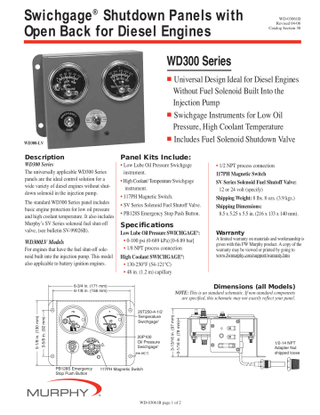 Murphy Swichgage WD300 Series Specification Sheet | Manualzz