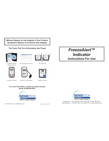 Sensitech FreezeAlert Instructions For Use | Manualzz