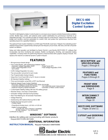 Basler DECS-400 Instruction Manual | Manualzz