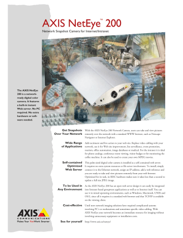 Axis NETEYE 200 Technical Specifications | Manualzz