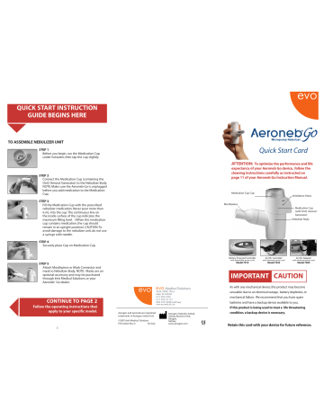 evo Medical Solutions Aeroneb GO 7030 Quick Start Manual | Manualzz