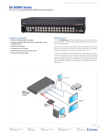 Extron electronics DA6 RGBHV Specification Sheet | Manualzz