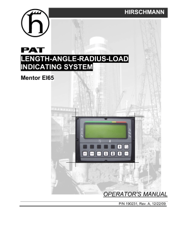 Hirschmann Mentor EI65, PAT EI65/0005 Operator's Manual | Manualzz