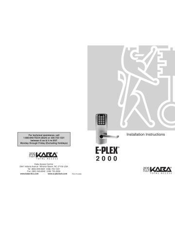 Kaba E-PLEX 2000 Installation Instructions Manual | Manualzz