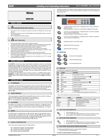 dixell WING XW272K Installing And Operating Instructions | Manualzz