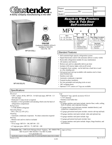 Glastender MFV24-SS Product Features And Specification | Manualzz