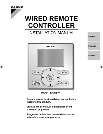 Daikin BRC1E73 Installation Manual | Manualzz