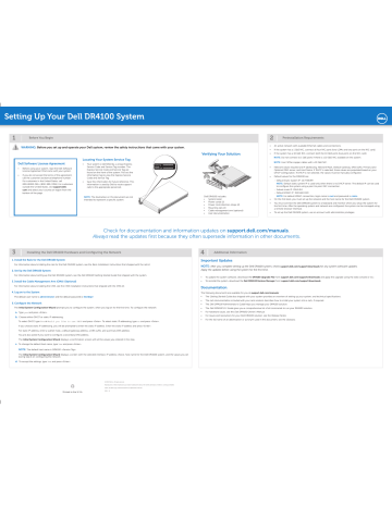 Dell PowerVault DR4100 Qiuck Setup | Manualzz
