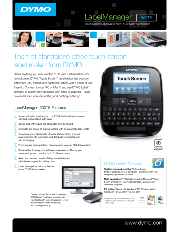 Dymo LabelManager 500TS Quick Manual | Manualzz