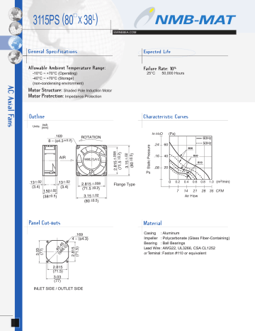 NMB-MAT 3115PS-23T-B10-A00 Specification Sheet | Manualzz