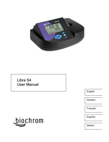 biochrom Libra S4 User Manual | Manualzz