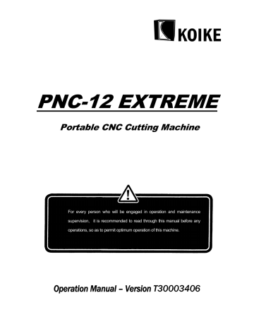 Koike PNC-12 EXTREME Operation Manual | Manualzz