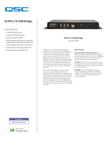QSC I/O-USB Bridge Especificación | Manualzz