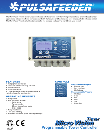 Pulsafeeder MicroVision Timer Data Sheet | Manualzz