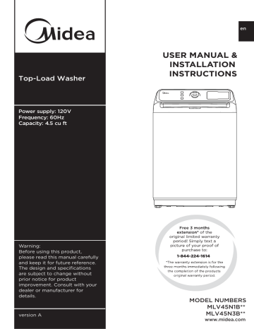 Midea MLV45N3BMG User Manual | Manualzz