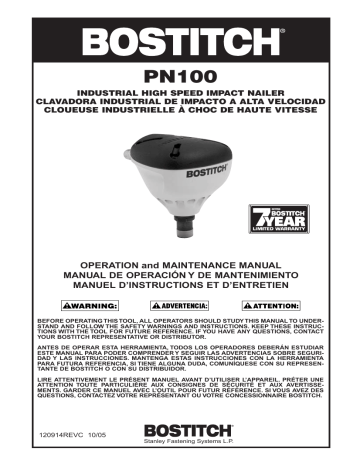 Bostitch PN100K, PN100 Instruction manual | Manualzz