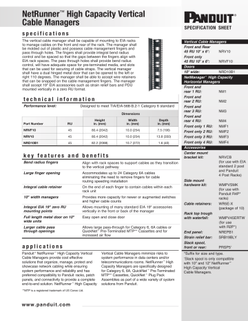 Panduit NREPB1 End Panel Specification Sheets | Manualzz