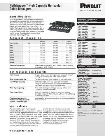 Panduit NM1B Blanking Panel Specification Sheets | Manualzz
