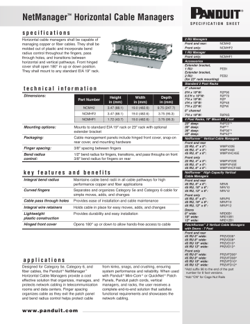 Panduit PEB2 2- & 4-Post Rack Accessory Specification Sheets | Manualzz